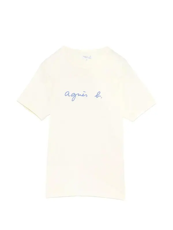 AGNES B. Logo-print Round Neck T-shirt - Neutrals