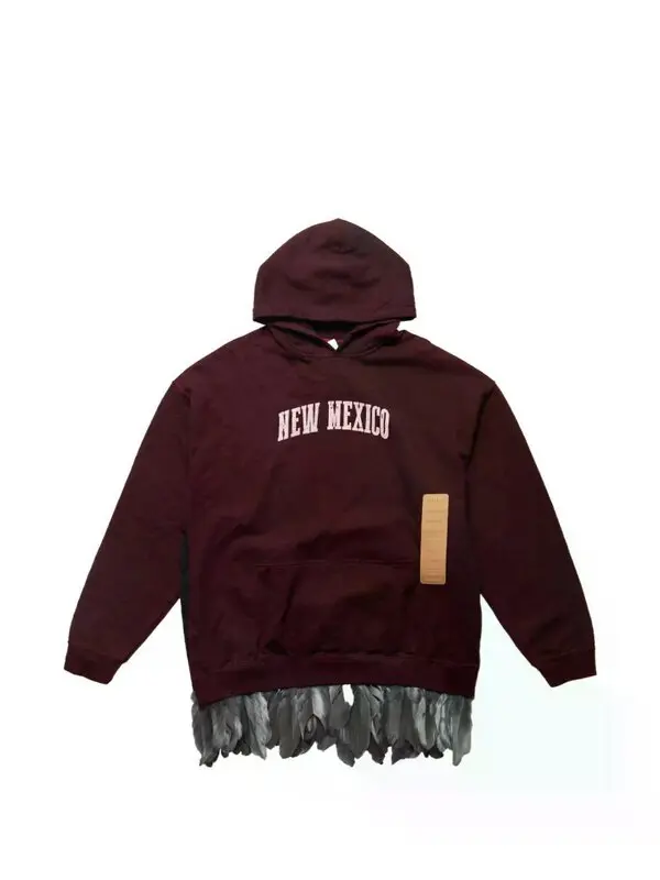 4SDESIGNS Hooded Sweatshirt With Feather Trim