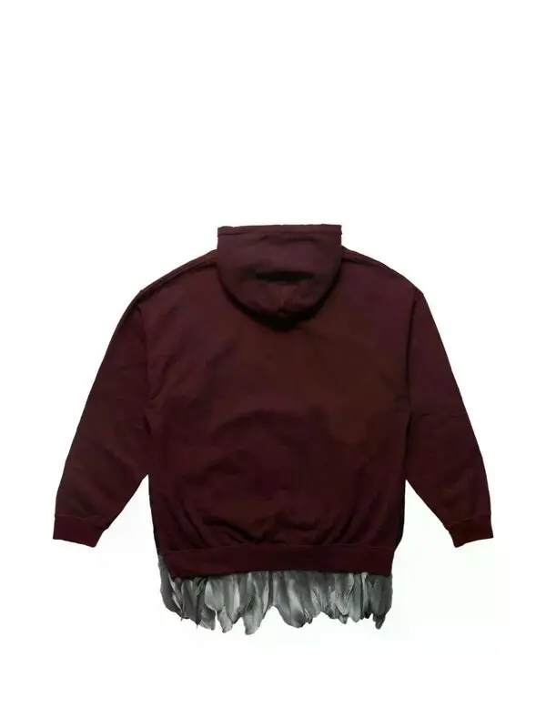 4SDESIGNS Hooded Sweatshirt With Feather Trim