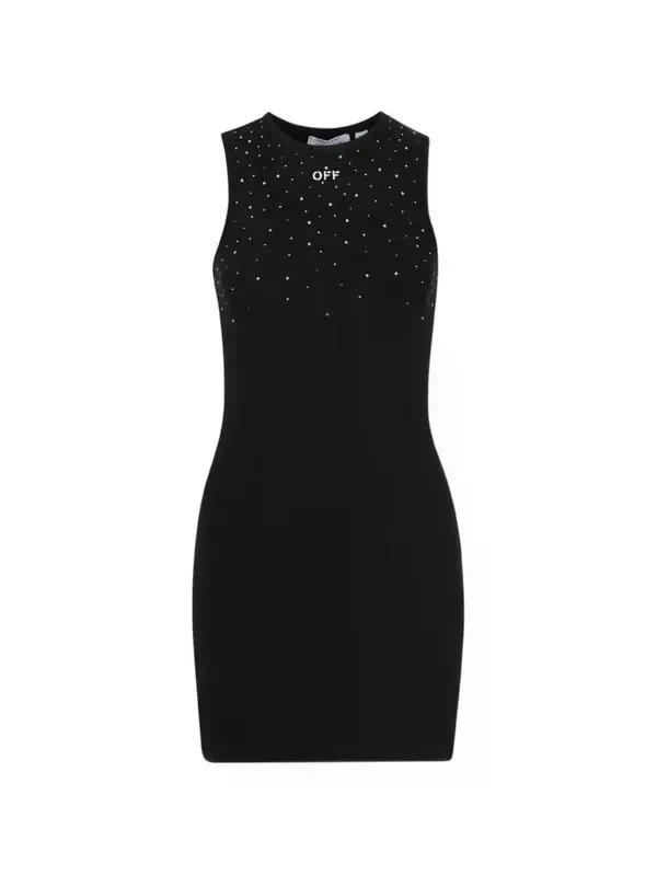 Off-White Embellished Ribbed Dress