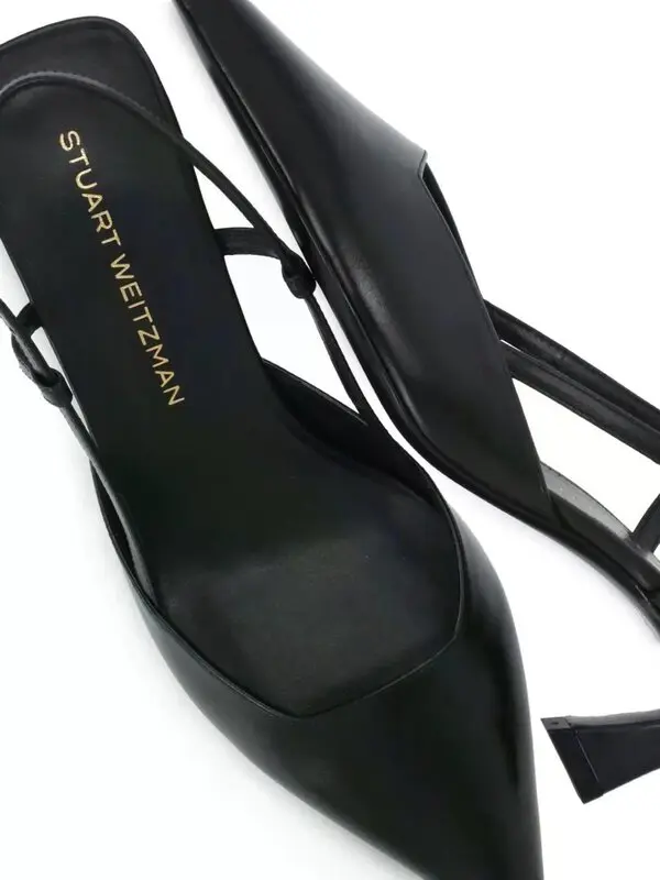 STUART WEITZMAN Vinnie 50 Leather Slingback Pumps - Black