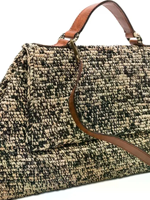 IBELIV Lahady Raffia Top Handle Tote - Black