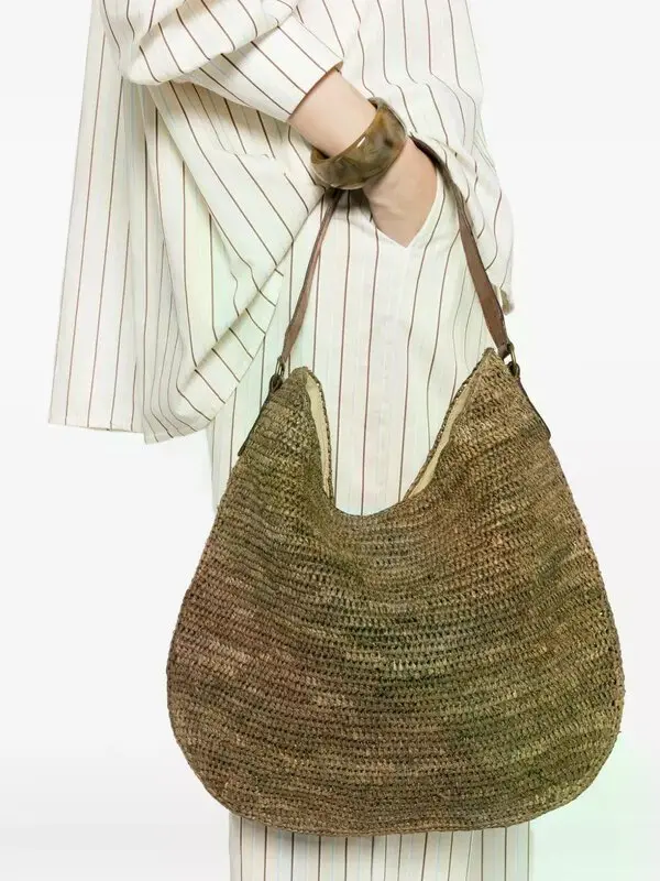 IBELIV Raffia Top Handle Tote Bag - Brown