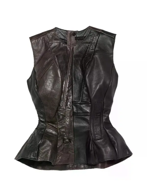 ALAINPAUL Peplum Leather Top