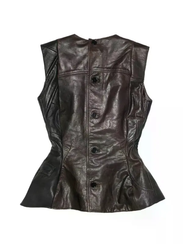 ALAINPAUL Peplum Leather Top