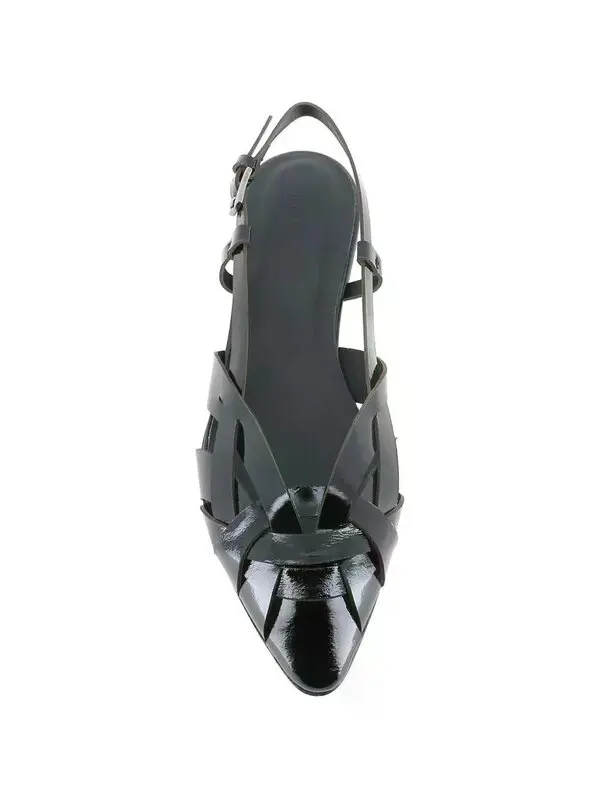 DEL CARLO Woven Strap Flat Pumps - Black