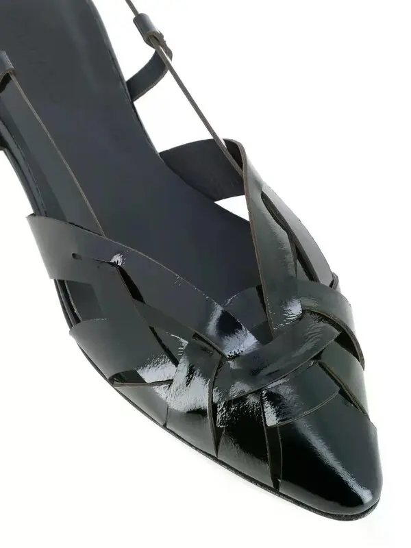DEL CARLO Woven Strap Flat Pumps - Black