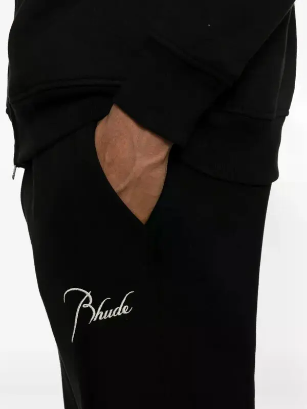 Rhude Drawstring Script Logo Trousers - Black