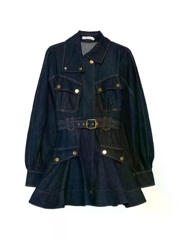 Zimmermann Luna Denim Belted Dress - Blue
