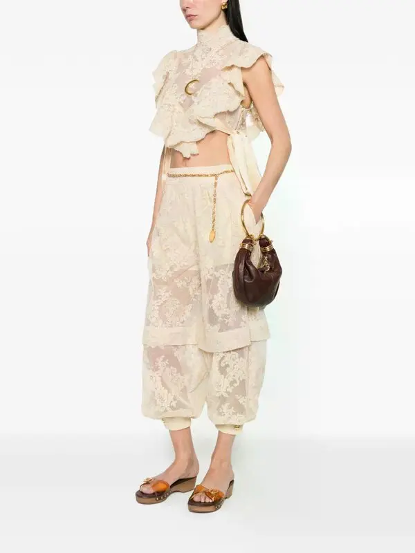 Zimmermann Lace Floral Trousers - Neutrals