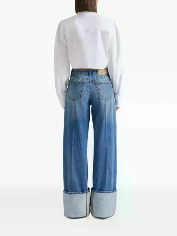Givenchy Medium Wash Wide Leg Jeans - Blue