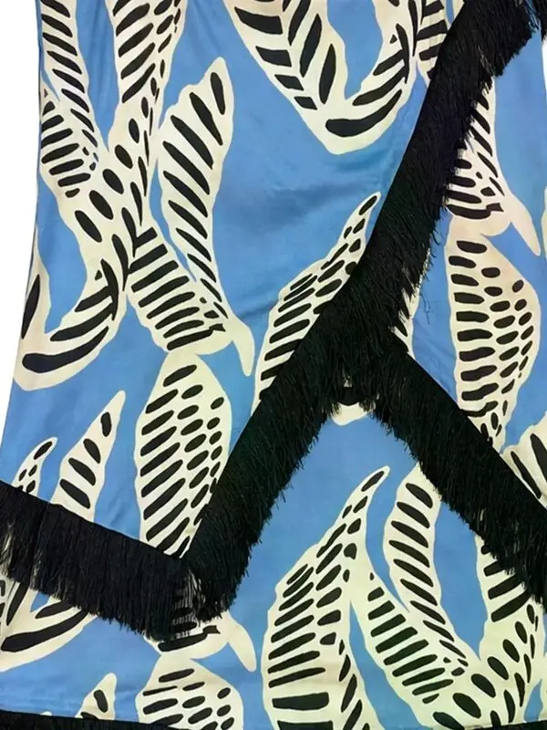 Alexis Print Fringe Mini Dress - Blue