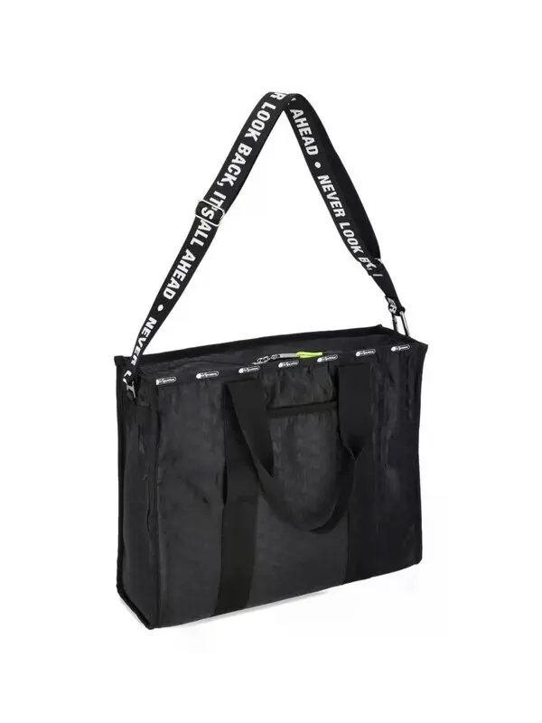 MSGM Patterned Lettering Strap Tote Bag - Black