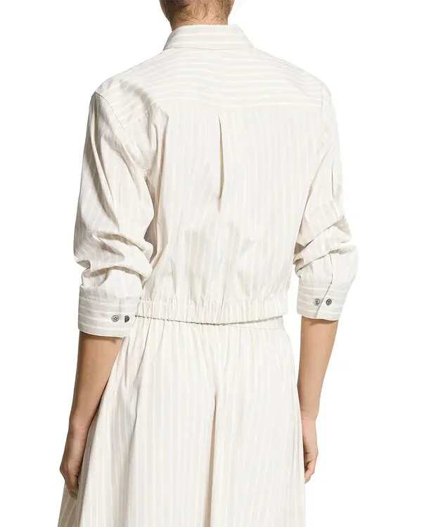 Theory Fixed Sleeved Cropped Striped Shirt
