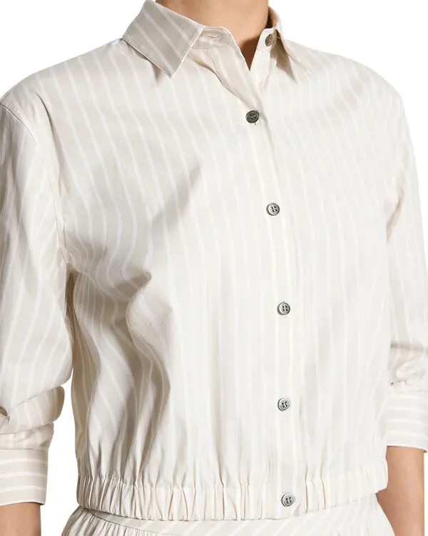 Theory Fixed Sleeved Cropped Striped Shirt