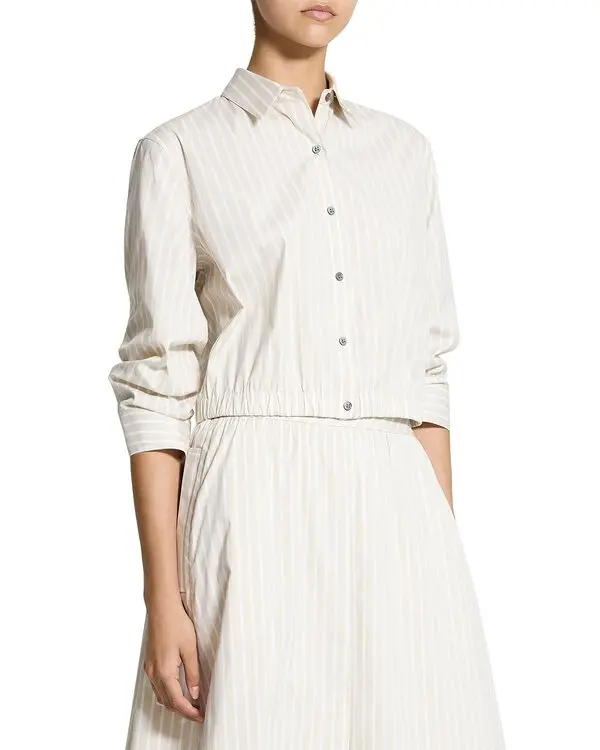 Theory Fixed Sleeved Cropped Striped Shirt