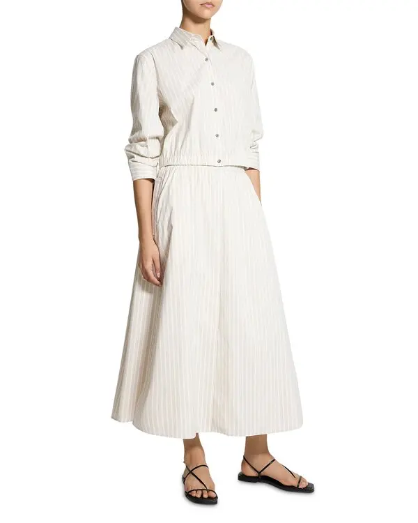 Theory Fixed Sleeved Cropped Striped Shirt