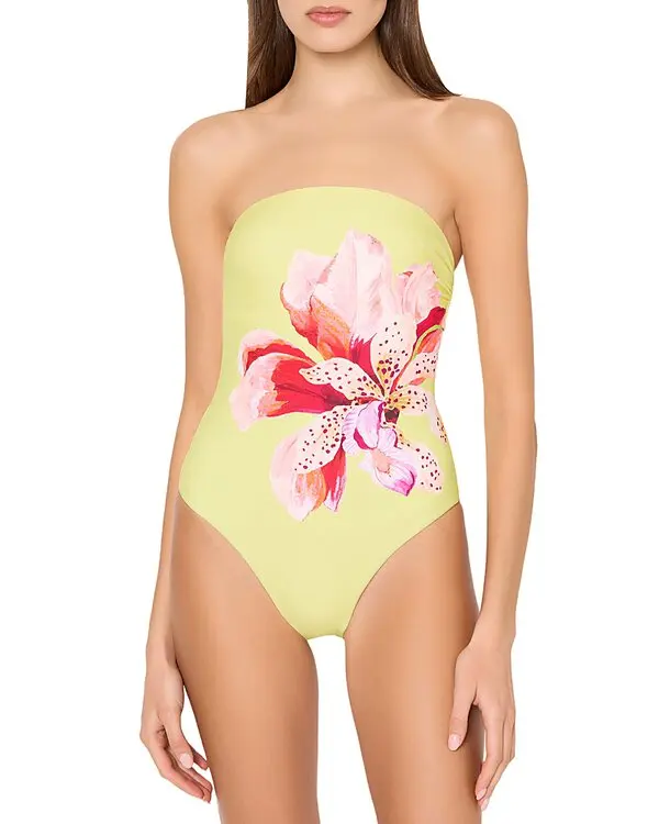 MILLY Songe D'iris Strapless One Piece Swimsuit - Yellow Multi