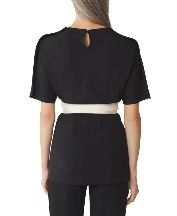 LANVIN Belted T-shirt In Cotton And Silk - Black