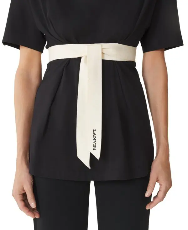 LANVIN Belted T-shirt In Cotton And Silk - Black