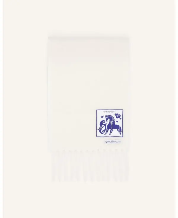 LANVIN Lunar Year Wool Scarf With Fringes - White.