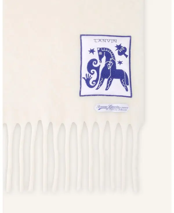 LANVIN Lunar Year Wool Scarf With Fringes - White.
