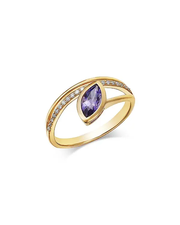Bloomingdale'S 14k Yellow Tanzanite And Diamond Bypass Ring - Gold