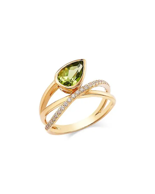 Bloomingdale'S Peridot & Diamond Ring In 14k Yellow Gold - Green/gold
