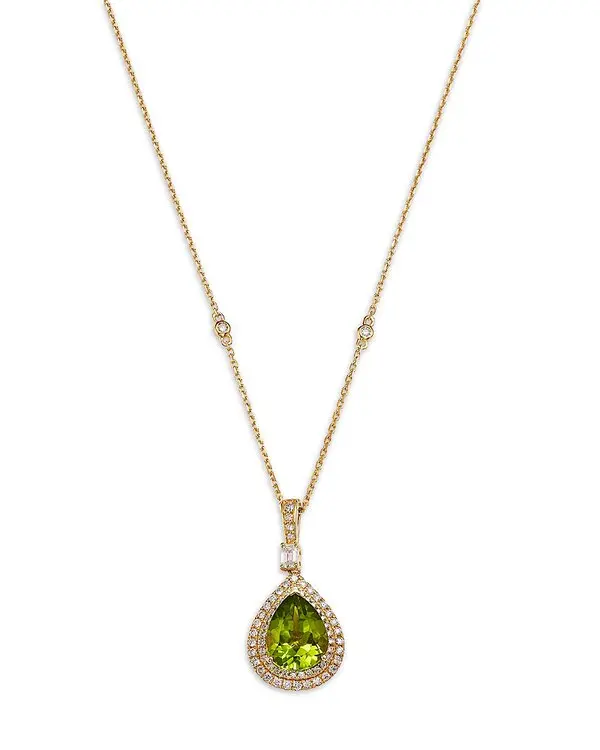 Bloomingdale'S Peridot And Diamond Pendant Necklace In 14k Yellow Gold - Green/gold