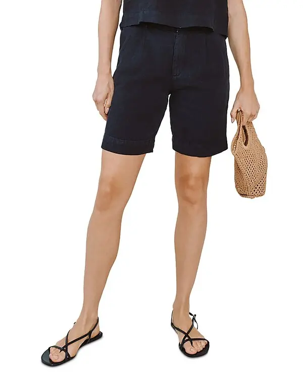 Bella Dahl Pleated Bermuda Shorts - Black