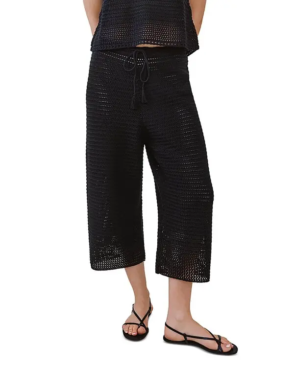 Bella Dahl Crop Wide Leg Crochet Pants - Black