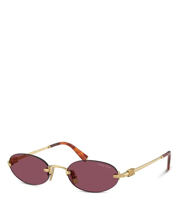 Miu Miu Oval Sunglasses, 51mm - Gold