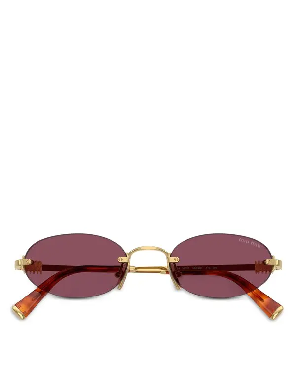Miu Miu Oval Sunglasses, 51mm - Gold