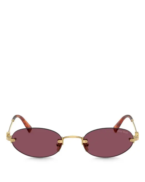 Miu Miu Oval Sunglasses, 51mm - Gold