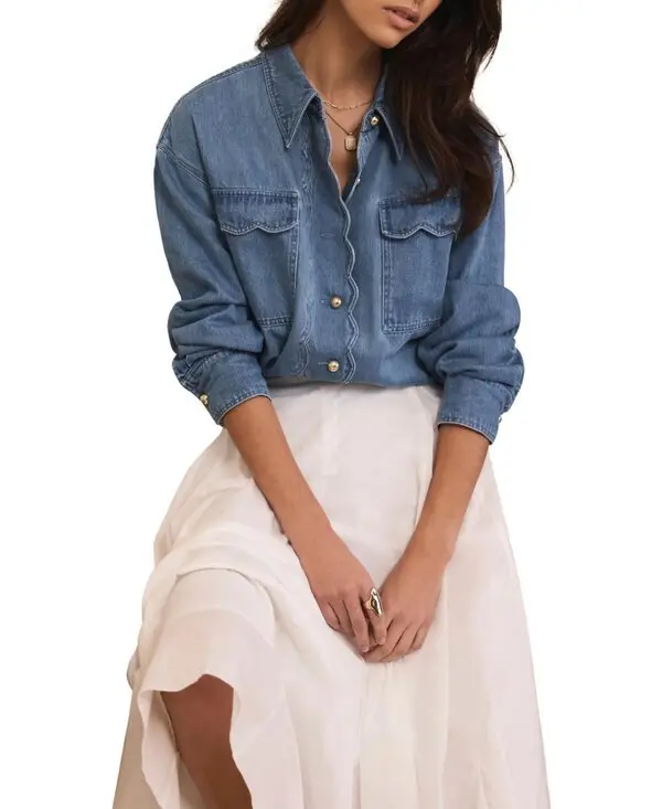 Mint Velvet Denim Scallop Shirt