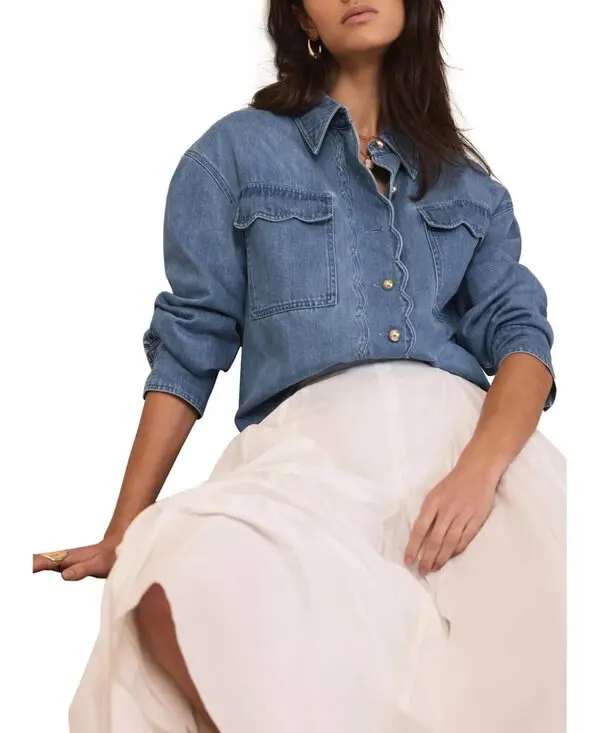 Mint Velvet Denim Scallop Shirt