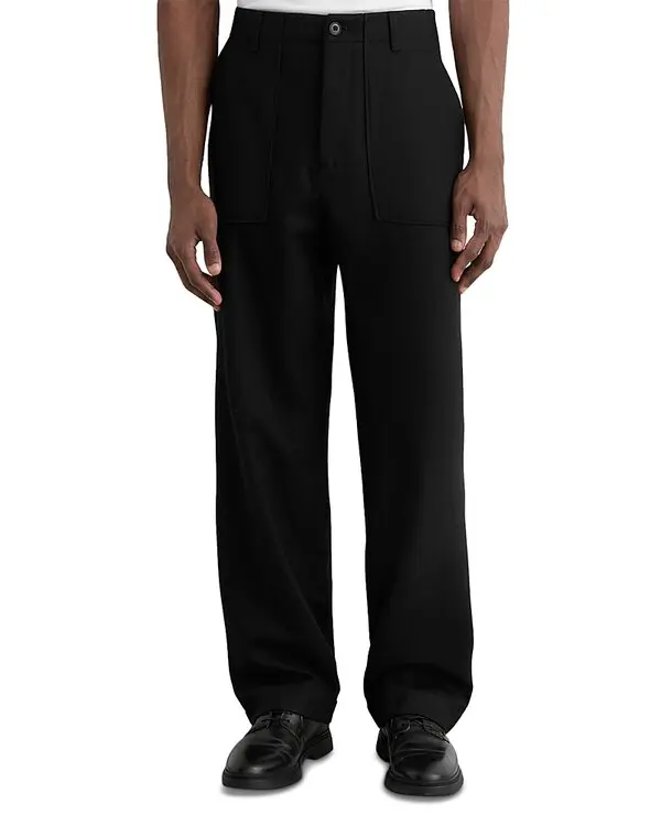 REISS Wool Wide Leg Trousers - Black