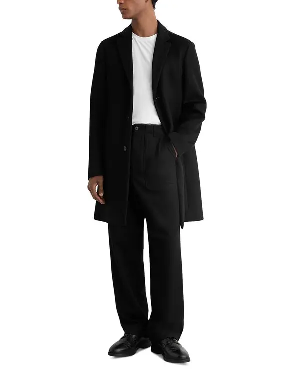 REISS Wool Wide Leg Trousers - Black