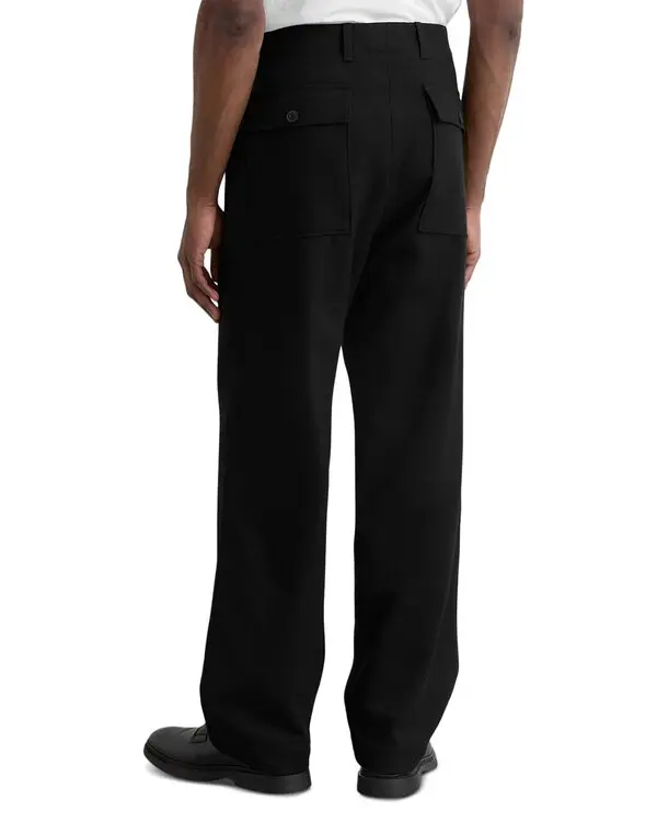 REISS Wool Wide Leg Trousers - Black