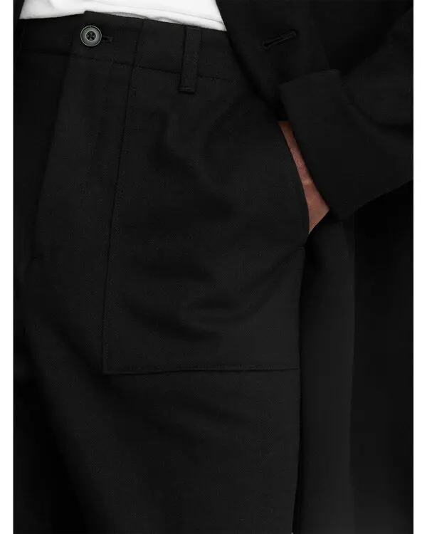 REISS Wool Wide Leg Trousers - Black