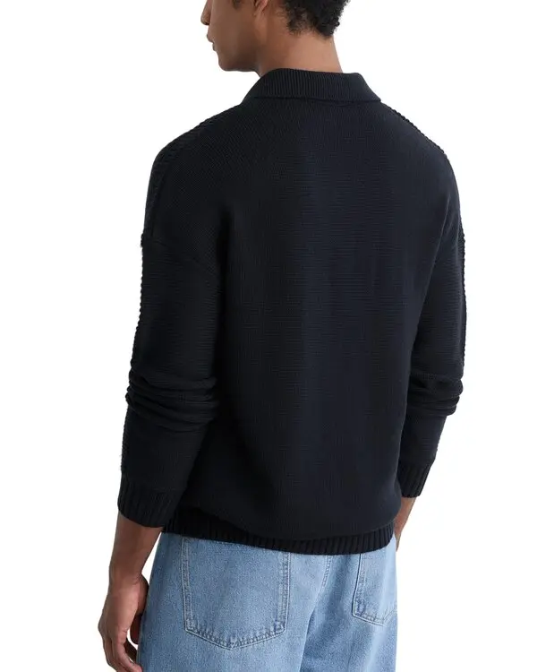 REISS Half Button Polo Sweater - Navy