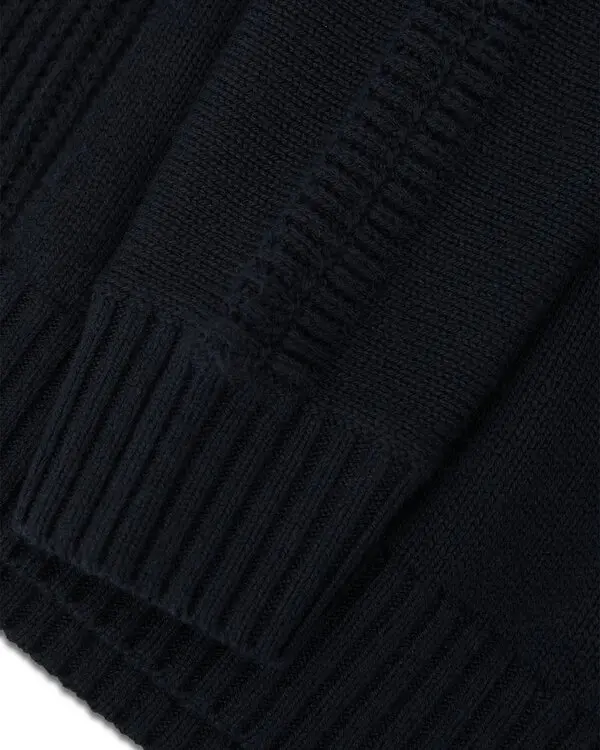 REISS Half Button Polo Sweater - Navy