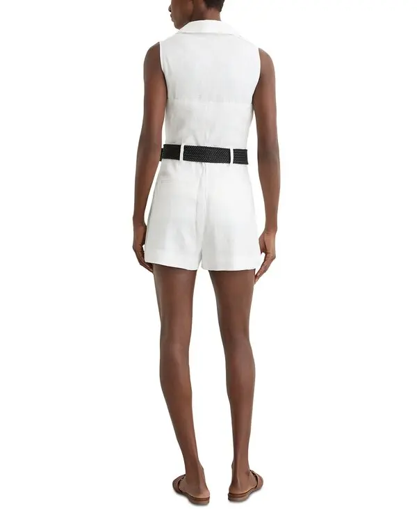 REISS Taylor Linen Playsuit - Ivory