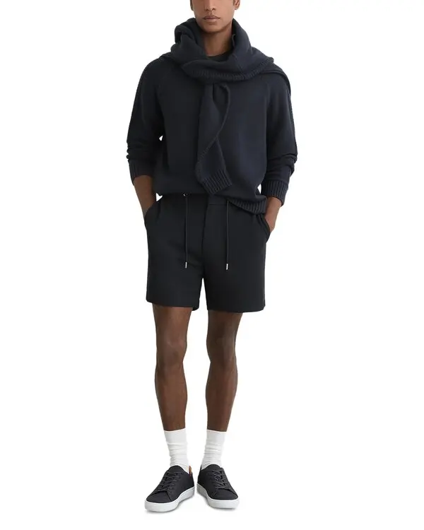 REISS Textured Drawstring Shorts - Navy