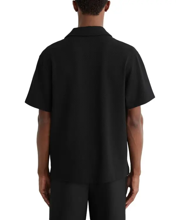 REISS Textured Cuban Shirt - Black