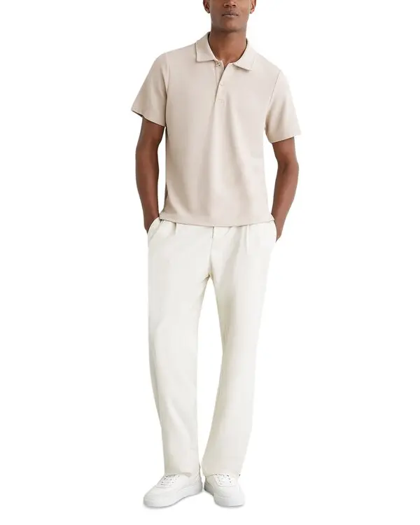 REISS Textured Polo Shirt - Stone