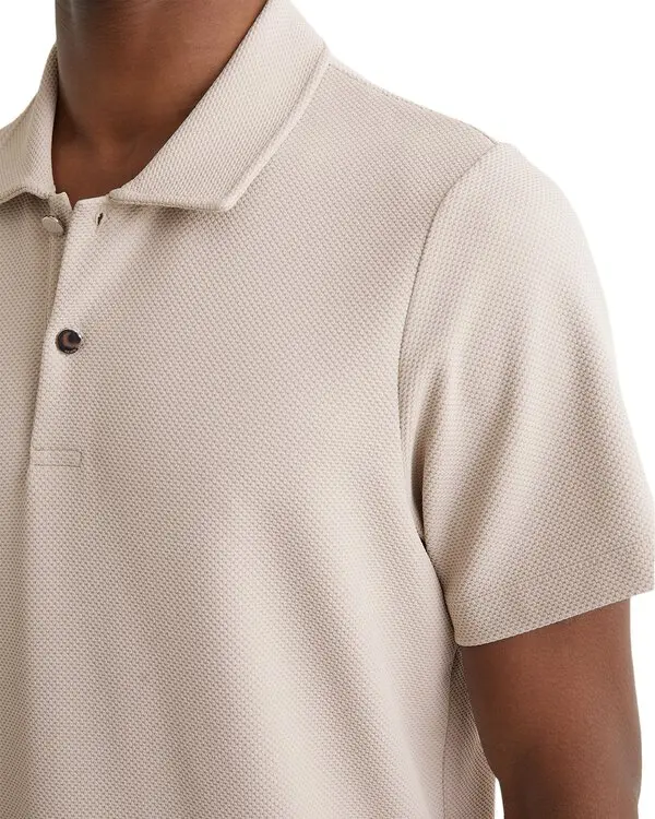 REISS Textured Polo Shirt - Stone