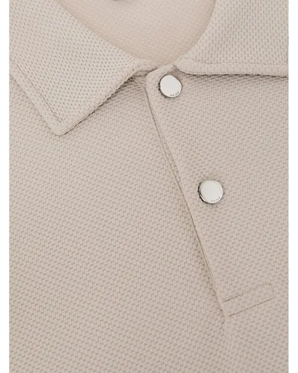 REISS Textured Polo Shirt - Stone