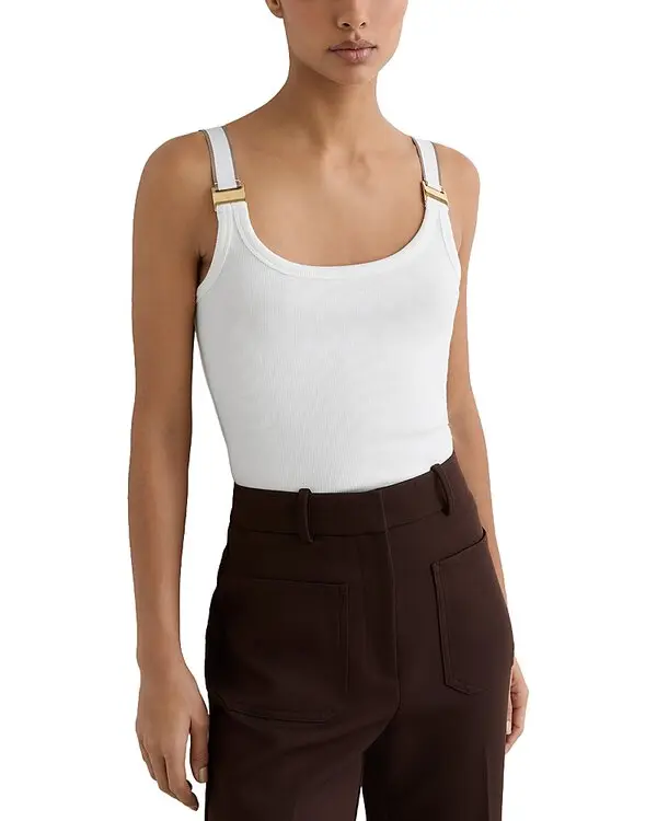 REISS Tank Top - White/camel
