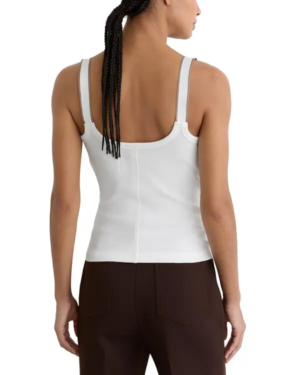 REISS Tank Top - White/camel